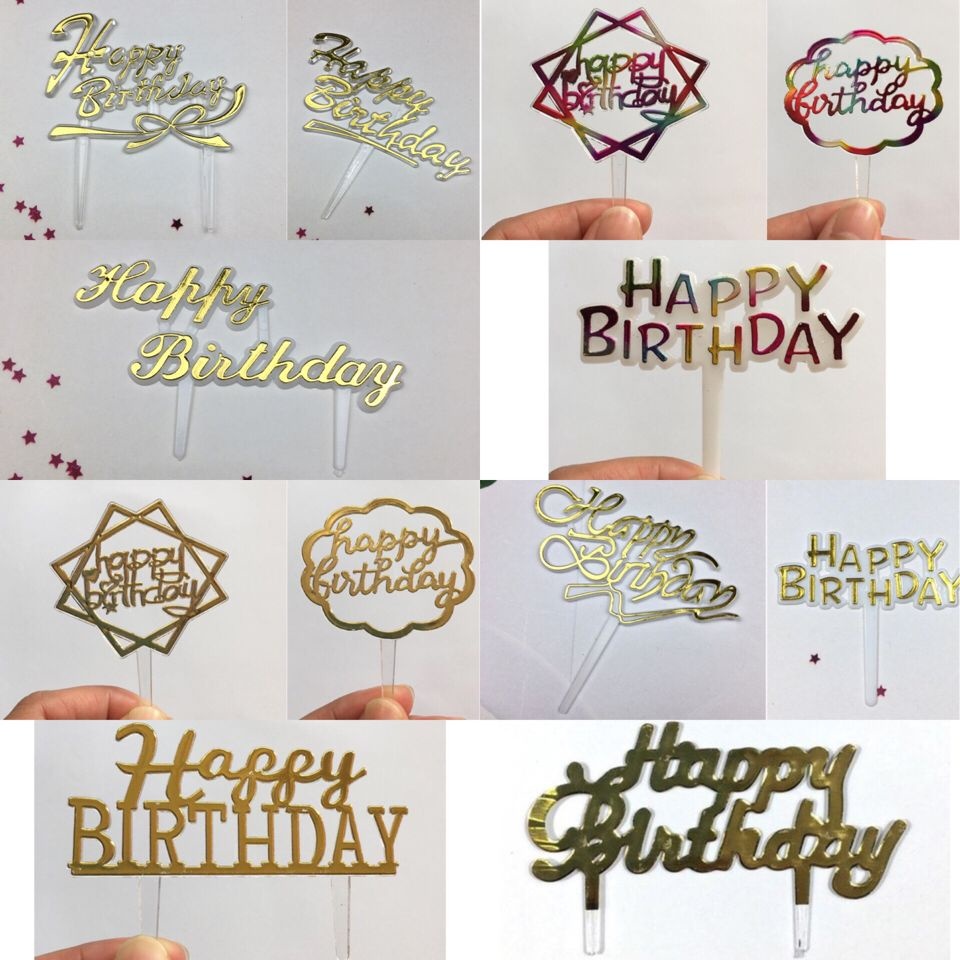 Mini Happy Birthday Cake Topper/gold Topper/Rainbow Topper/HBD Topper ...