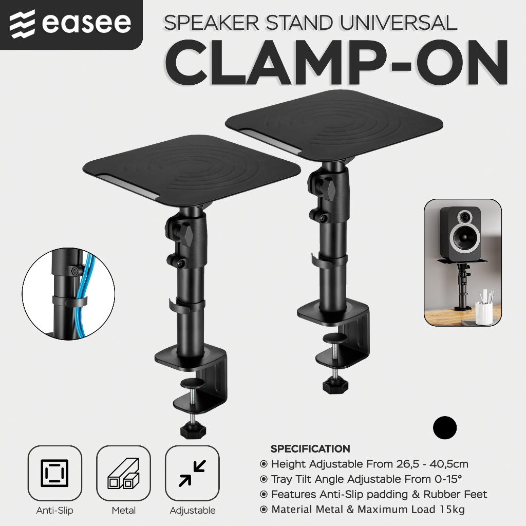 Easee Speaker Stand Universal Clamp-On Bracket/Metal Desktop Speaker ...