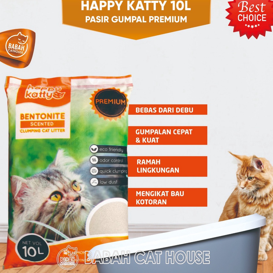 Style 1 Liter HAPPY KATTY Lump Scented Bentonite Dust Free Dust non ...