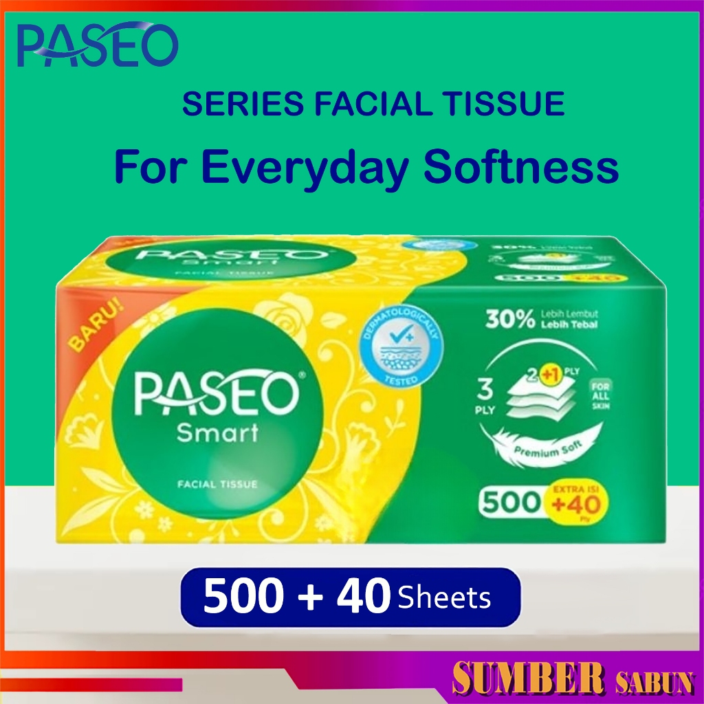 Paseo Smart Tissue 500+40 sheets 3ply Facial Tissue | Shopee Malaysia