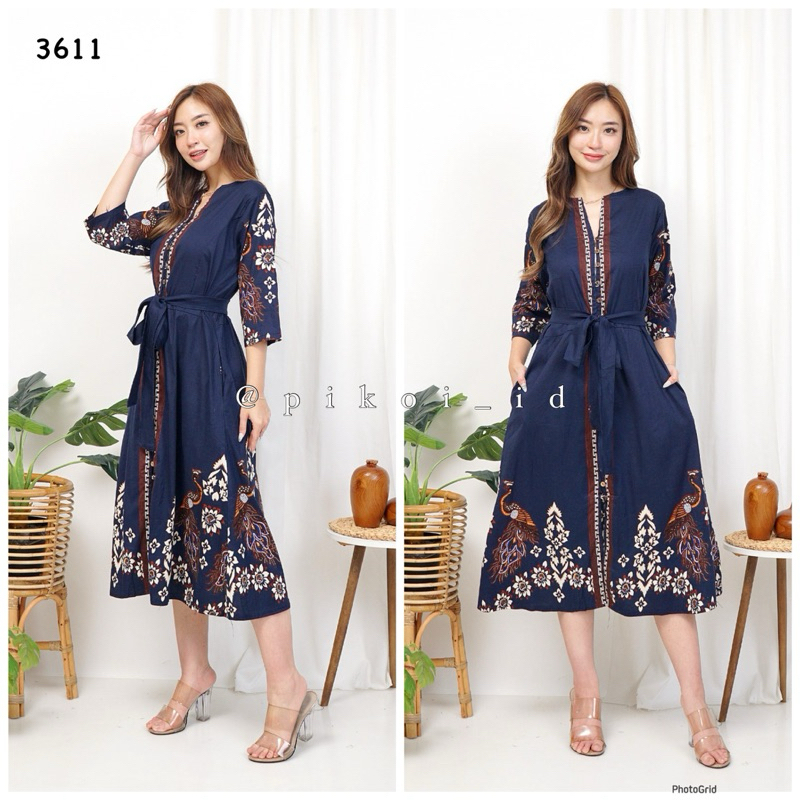 Women's long batik dress with full buttons modern women's batik tunic ...