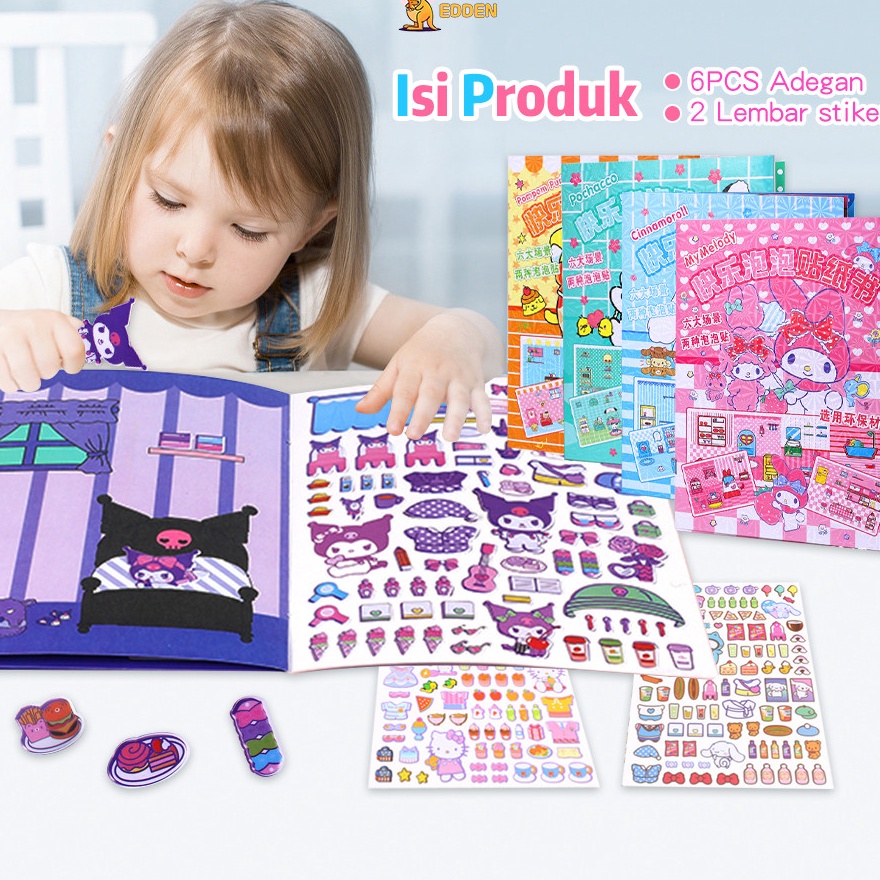 Kp8 Edden Quiet book sticker book sanrio Cute Bubble 3d sticker book No ...