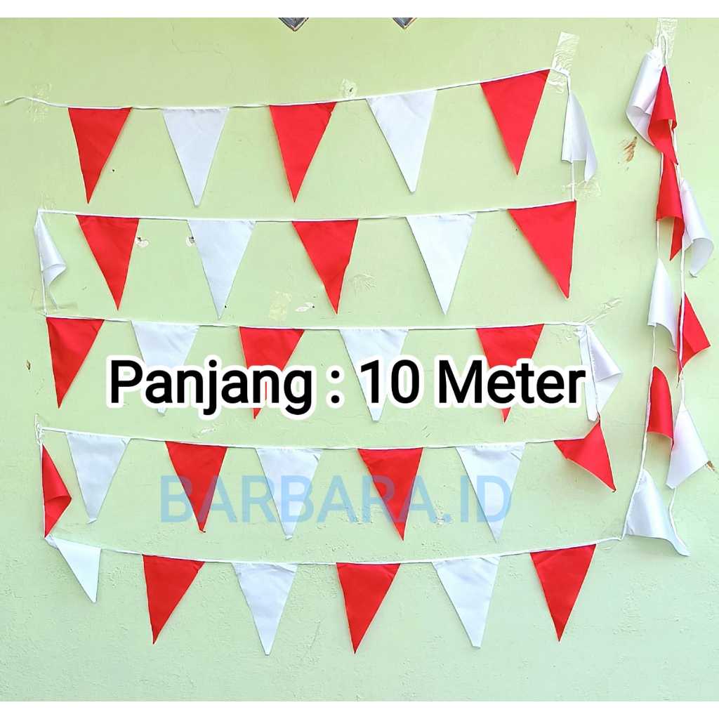 MERAH PUTIH 10 Meters Red And White Triangle Flag | Shopee Malaysia
