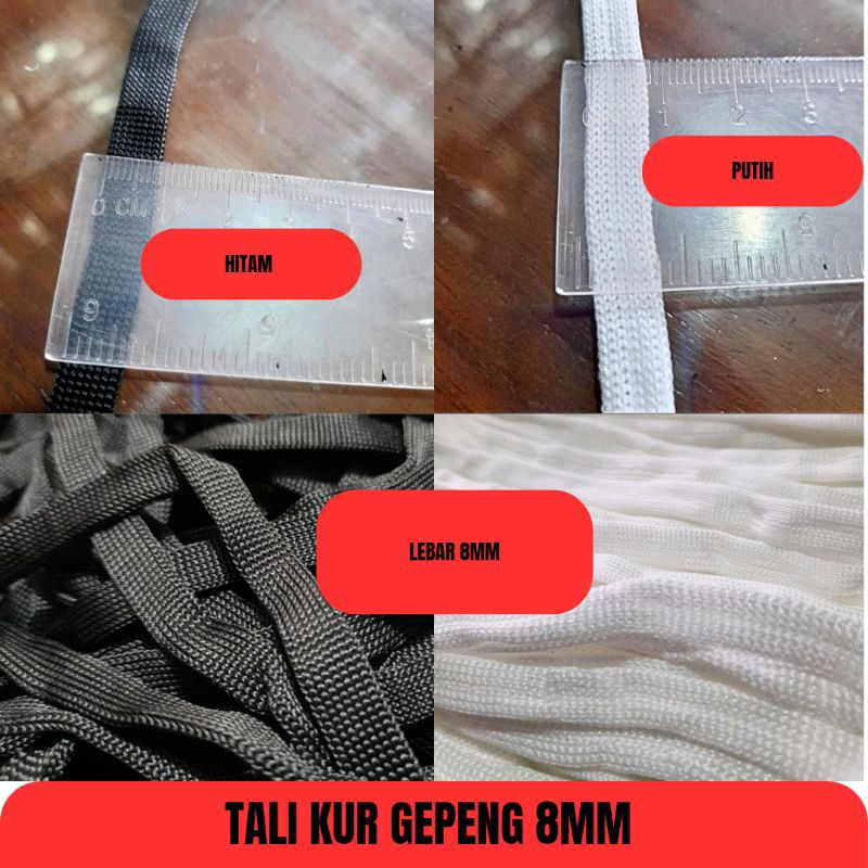 PUTIH HITAM 8mm Flat Kur Rope (Black & White) | Shopee Malaysia