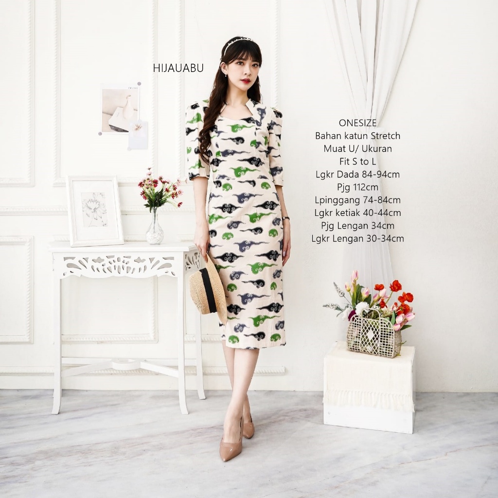 KATUN Women's Modern Batik Bodycon Midi Dress Cotton Stretch Stretch ...