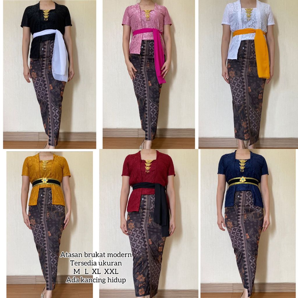 HITAM PUTIH MERAH Kebaya Brocade Smooth Short Sleeves Fashionable Tops So Graduation Traditional ...