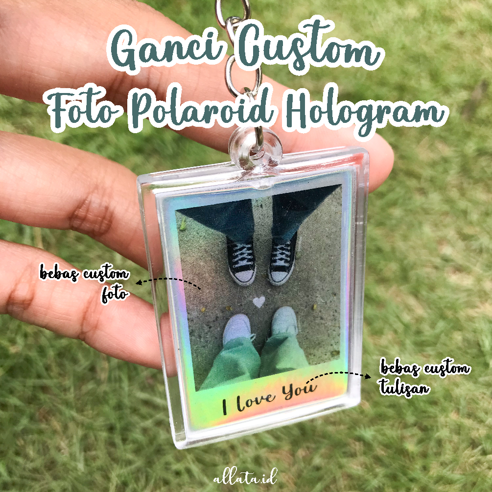 GANTUNGAN [2 Different sides] Custom Polaroid Photo Hologram Keychain ...