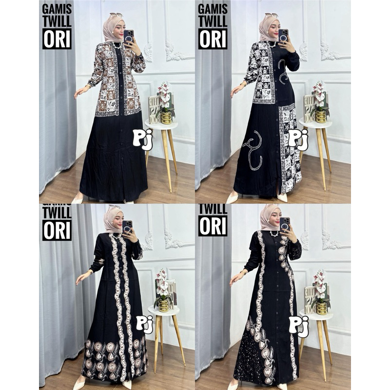 Latest twill rayon gamis, latest contemporary women's gamis, button ...