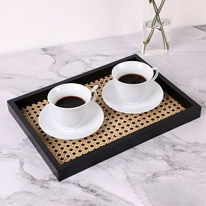 HITAM KAYU Webbing Black Rattan Tray/aesthetic Rattan Tray/Dutch Teak ...