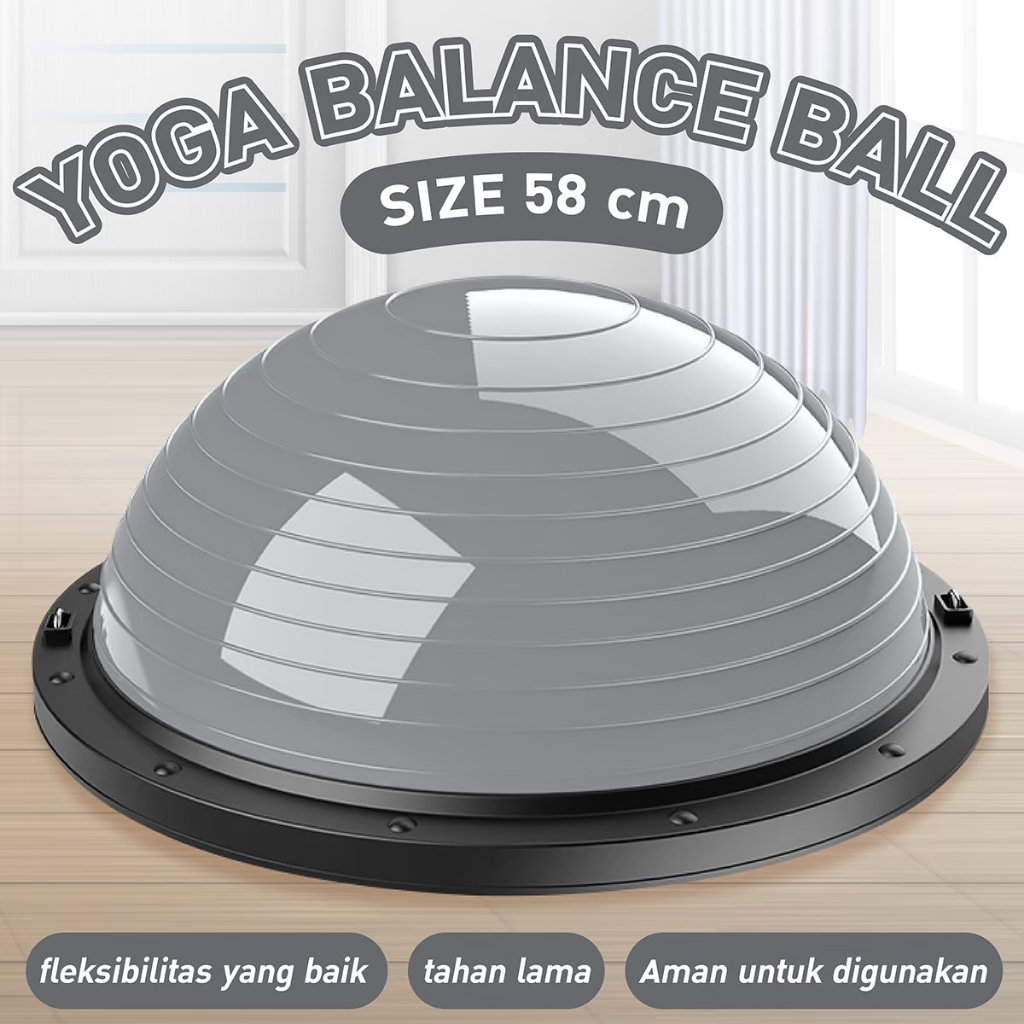 BG SPORT Bosu Ball Balance Step Trainer Yoga Gym Ball Grey 46cm 58cm ...