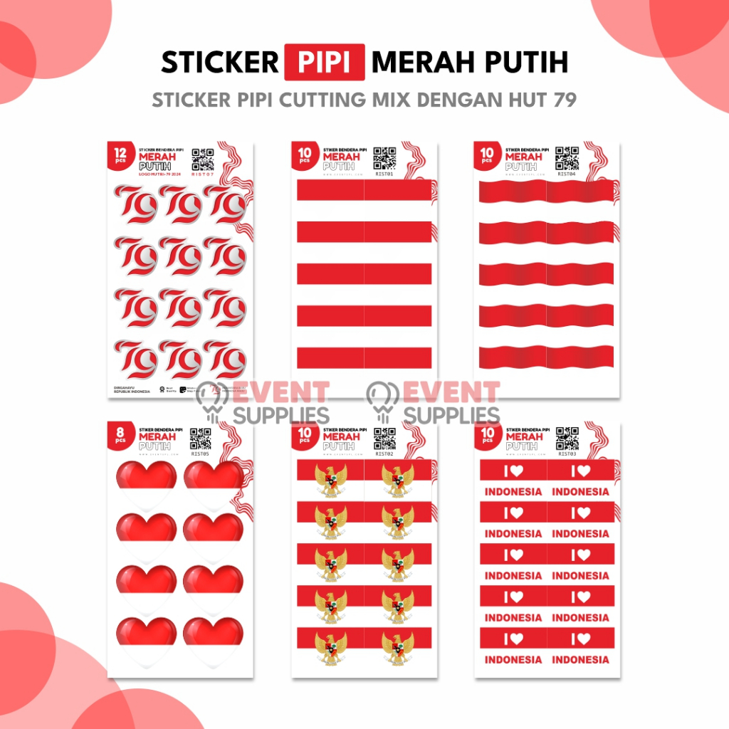 MERAH PUTIH Complete Package Of Red And White Flag Cheek Sticker ...