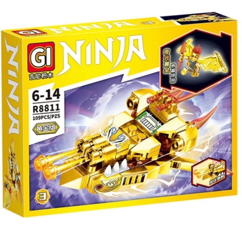 Gold Series ninja R8811-3 Action Figure Brick Toy with Vehicles + Cool ...