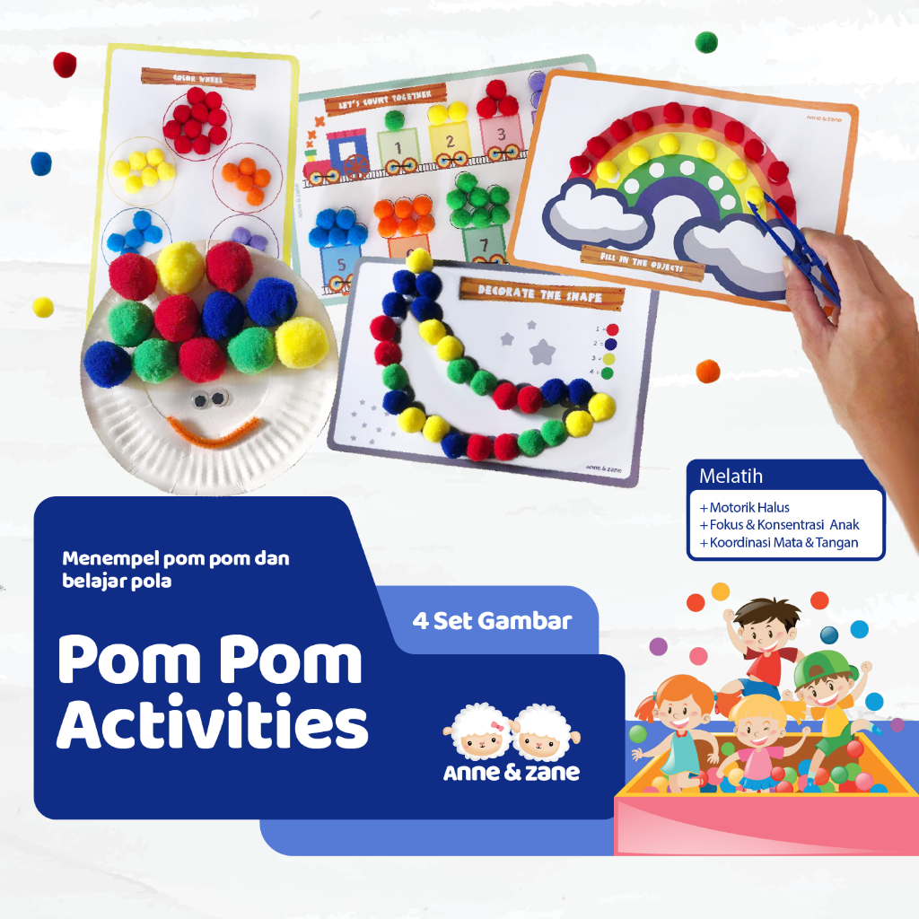 Pompom Activities - Pompom Activities for learning colors - color ...