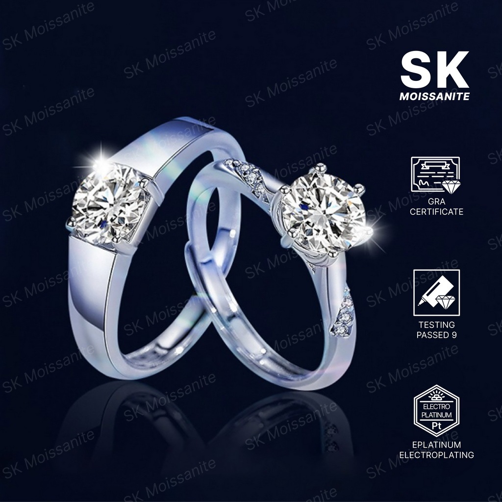Sk Moissanite Couple Ring Moissanite Jewelry Original GRA Certificate 2 Year Guarantee SKM16 ...