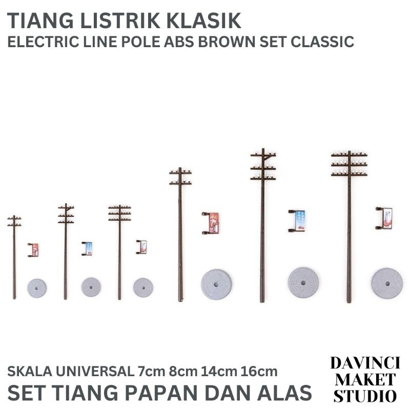 KAYU (Classic) Miniature Classic Wooden Electric Pole Diorama Mockup ...