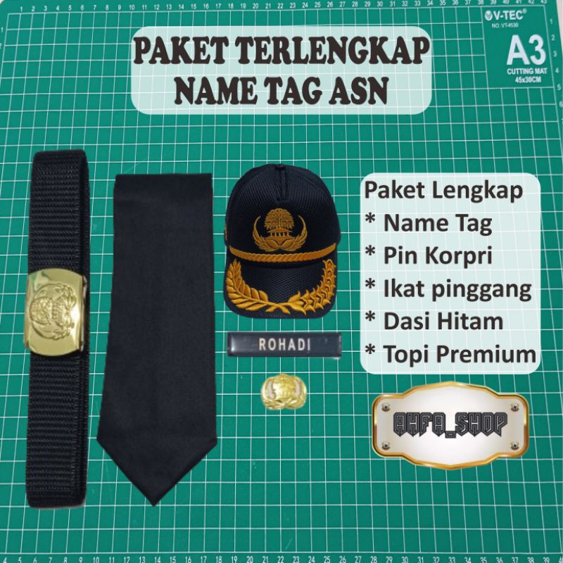 HITAM The most complete ASN chest Name Tag package (Nametag, korpri Pin ...
