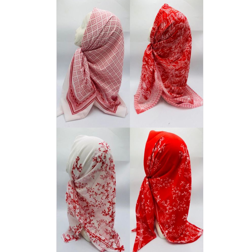 MERAH PUTIH Red and White Motif Voal Hijab | Shopee Malaysia