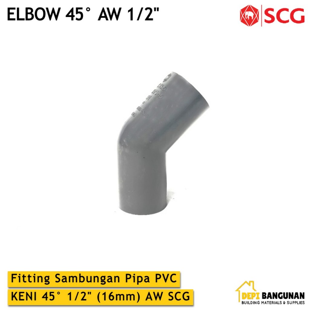 Elbow 45 degree 1/2 inch AW SCG - Keni Knee 45 degree PVC Pipe Fittings ...