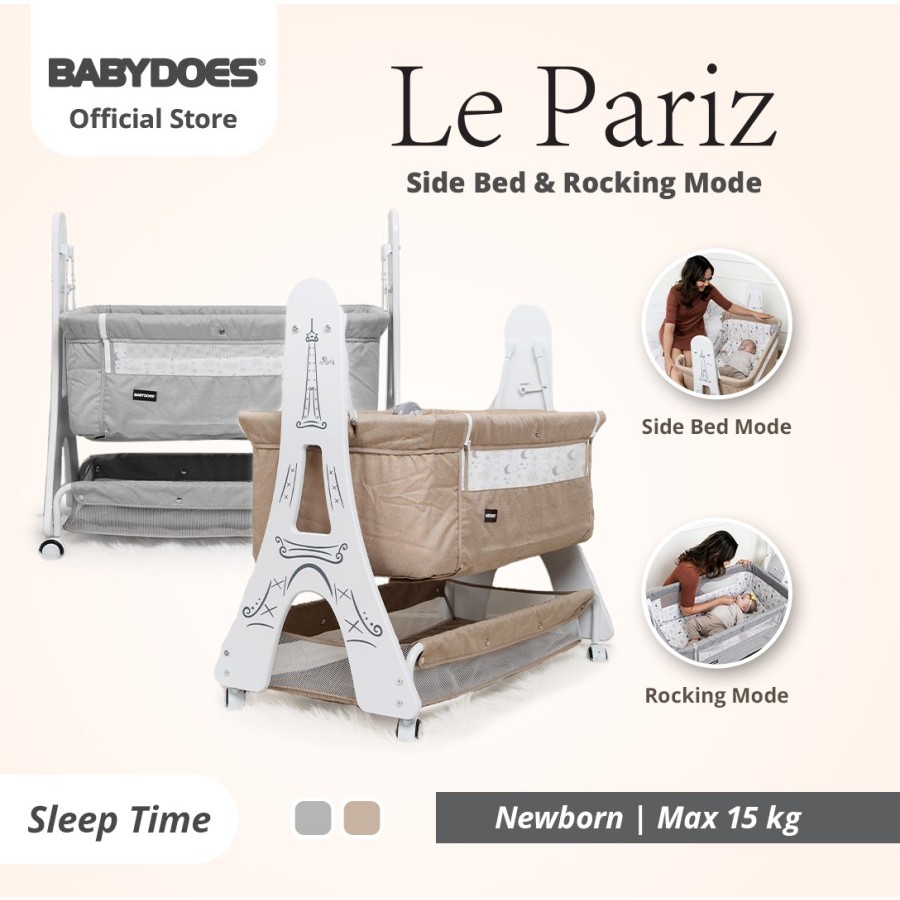 Babydoes Le Pariz Box Side Bed & Rocking Mode/Baby Bed Box | Shopee ...