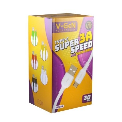 Usb Type C V-GeN VCB-29 3A Fast Charging Data Cable 1 Box contains 30 ...