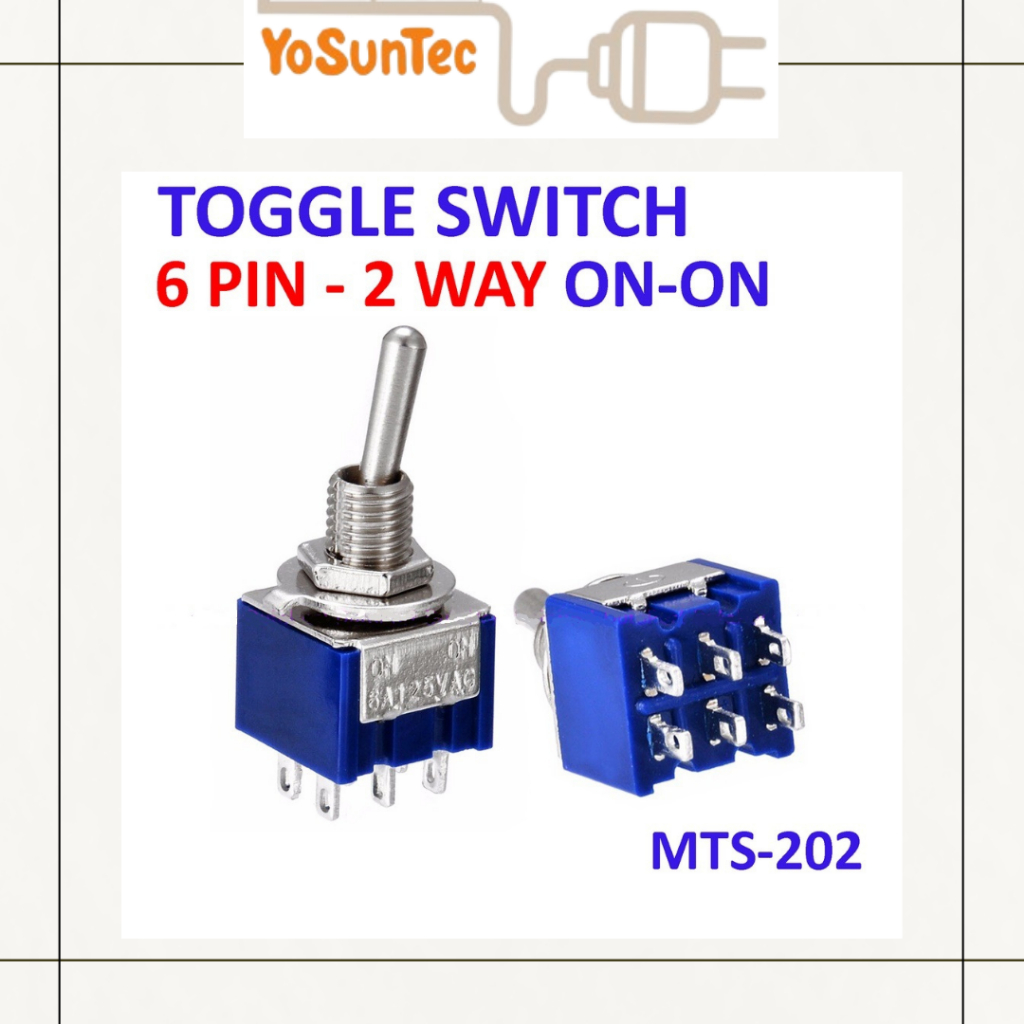 Toggle Switch ON - ON MTS-202 6 Pin 2 Way Leg MTS 202 II Toggle Switch ...