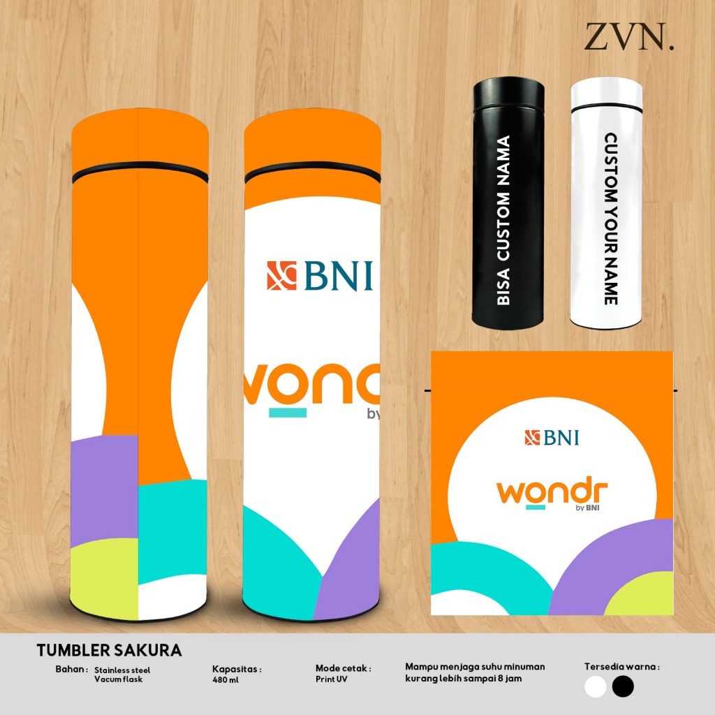 Custom TUMBLER Bottle LOGO WONDR BNI FULL PRINT - ZVN | Shopee Malaysia