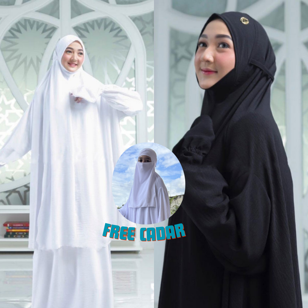 HITAM PUTIH Naima Mukena Adult closed chin Crinkle Airflow Premium Suit ...
