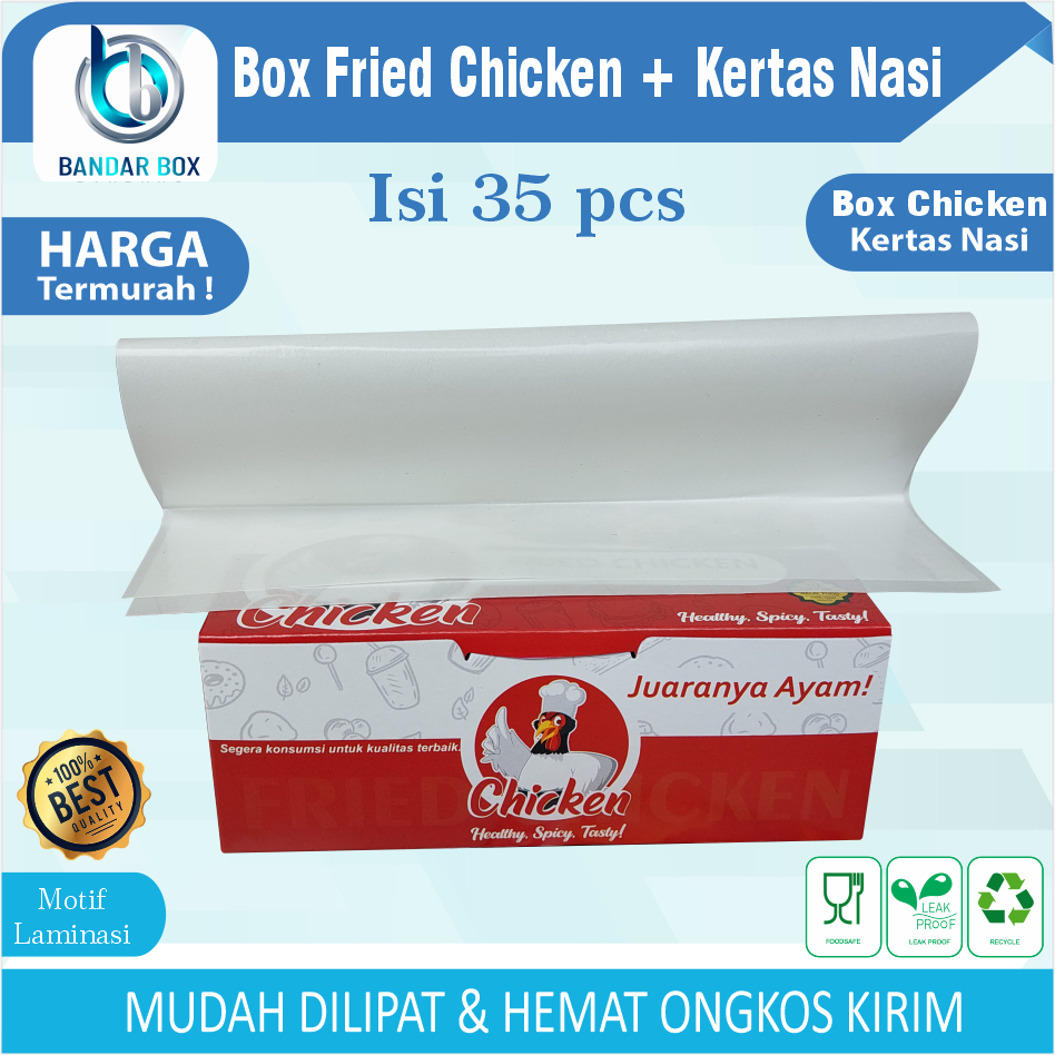 Fried Chicken Box + ivory Paper Rice Chicken Box Lunc Box Paper Box KFC ...