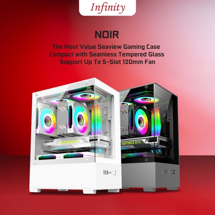 Infinity Noir m-atx Free 3Fan RGB Tempered Glass Computer Case | Shopee ...