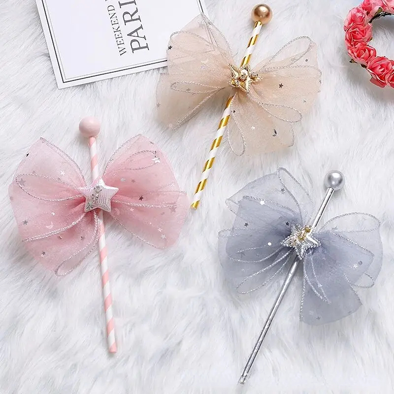 Organza Star Fabric Ribbon Cake Topper/Cake Decoration Topper Stick Bow ...