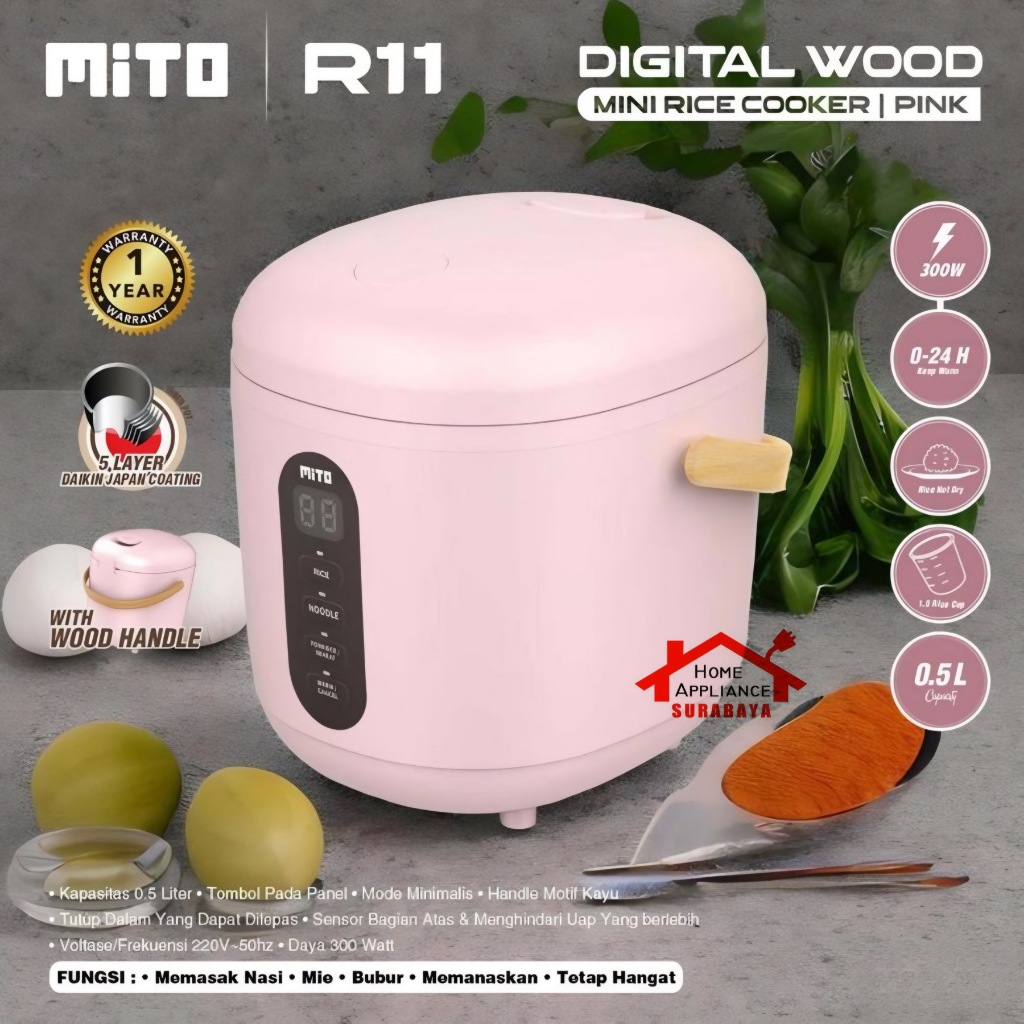 Mito Rice Cooker Mini Digital Wood Series R11 0.5 Liter - MITOCHIBA R11 ...