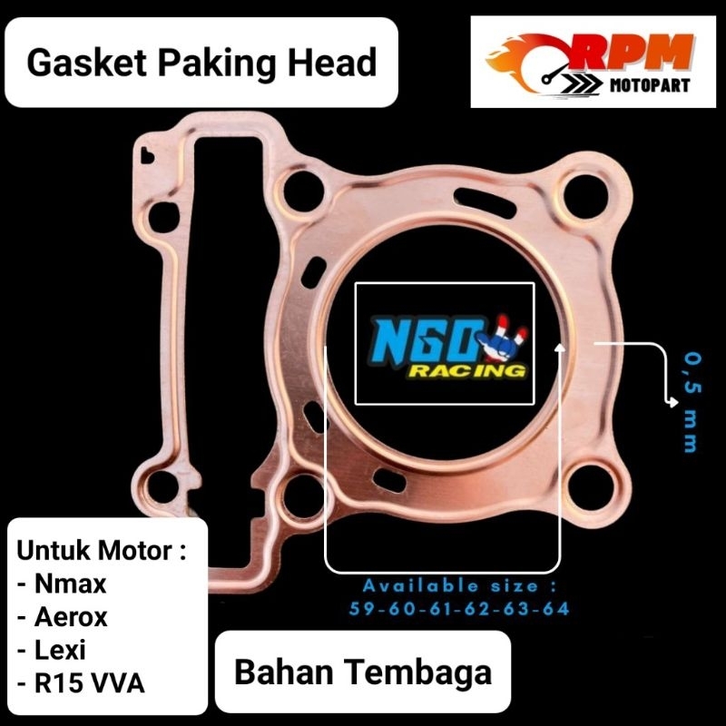 Nmax Aerox Lexi R15 VVA Copper Head Gasket Block Gasket Packing Head ...