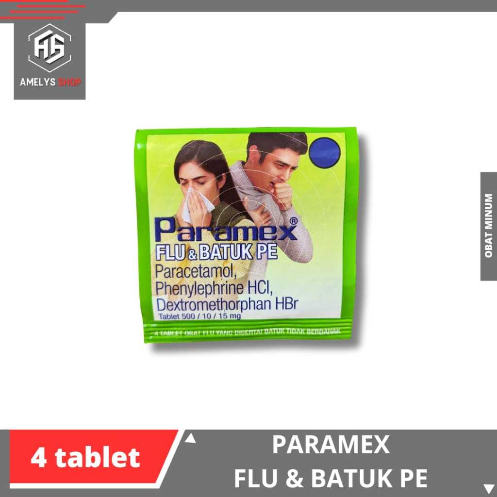 Paramex Flu and PE Cough 1 Strip Contains 4 Flu Medicine Tablets ...
