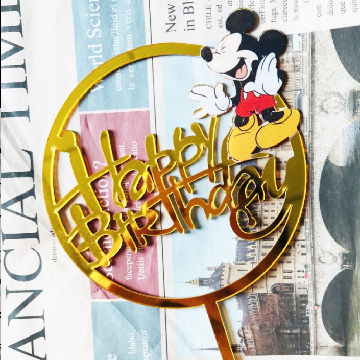 HBD Acrylic Cake Topper with Mickey and Minie Mouse Characters | Shopee ...
