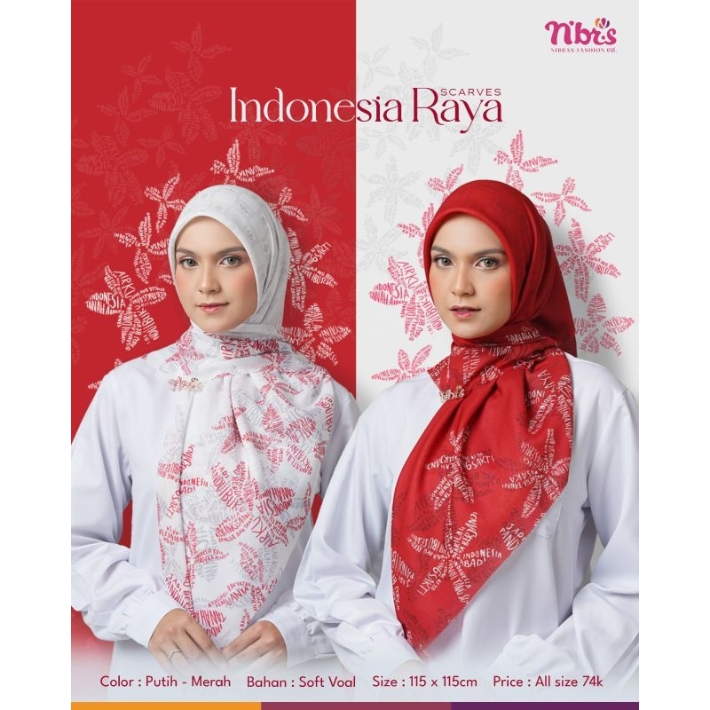 MERAH PUTIH Rectangular Hijab With Red And White Motifs | Shopee Malaysia