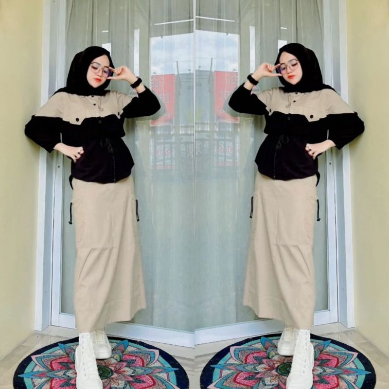 Best Selling!!! CARGO Suits ONE SET MUSLIMAH Suits BTCSOLO Long JUMBO ...