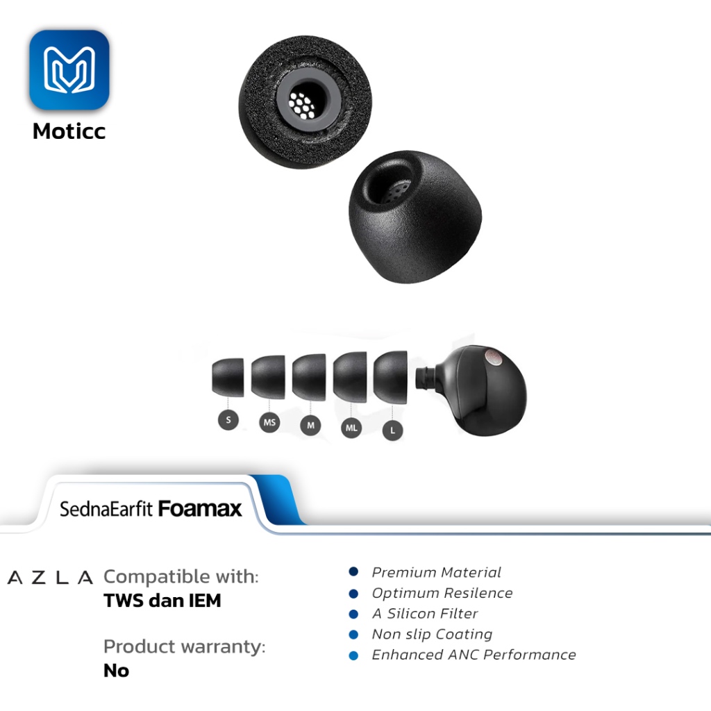 Azla SednaEarfit FOAMAX for IEM & TWS High Density Foam Eartips ...