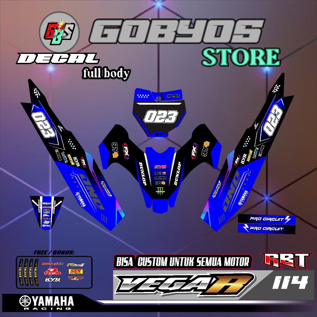 Sticker DECAL RBT VEGA R MOTORCYCLE RBT BEBEK MODIF SUPERMOTO YZ CRF ...