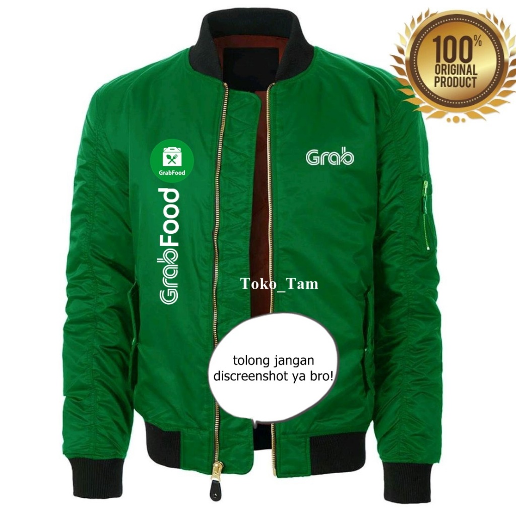 Bomber Jacket grab grabbike grabfood Waterproof taslan Jacket distro ...