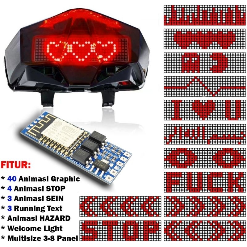 Controller Stoplamp Running Text Animation Wifi Esp8266 Dot Matrix ...