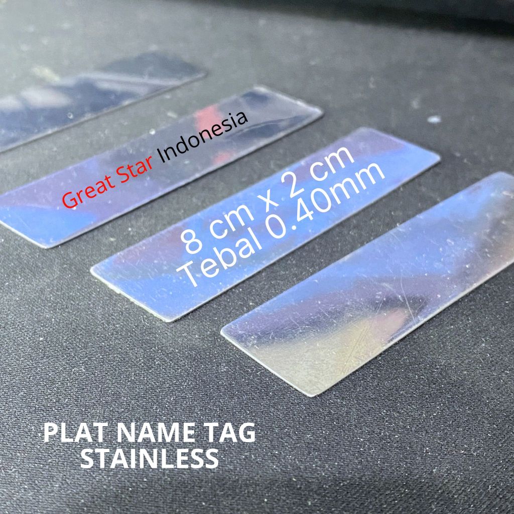 Plate Name Tag Stainles Material 8cm x 2cm Thickness 0.40mm per/pcs ...