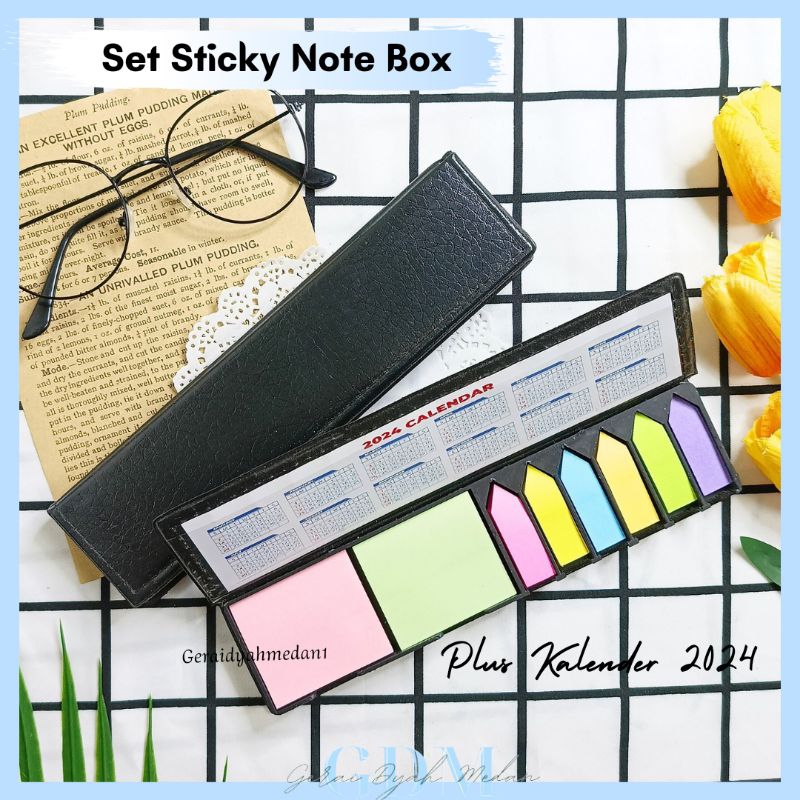 HITAM Set of Sticky Note Box Black Plus Calendar 2024 | Shopee Malaysia