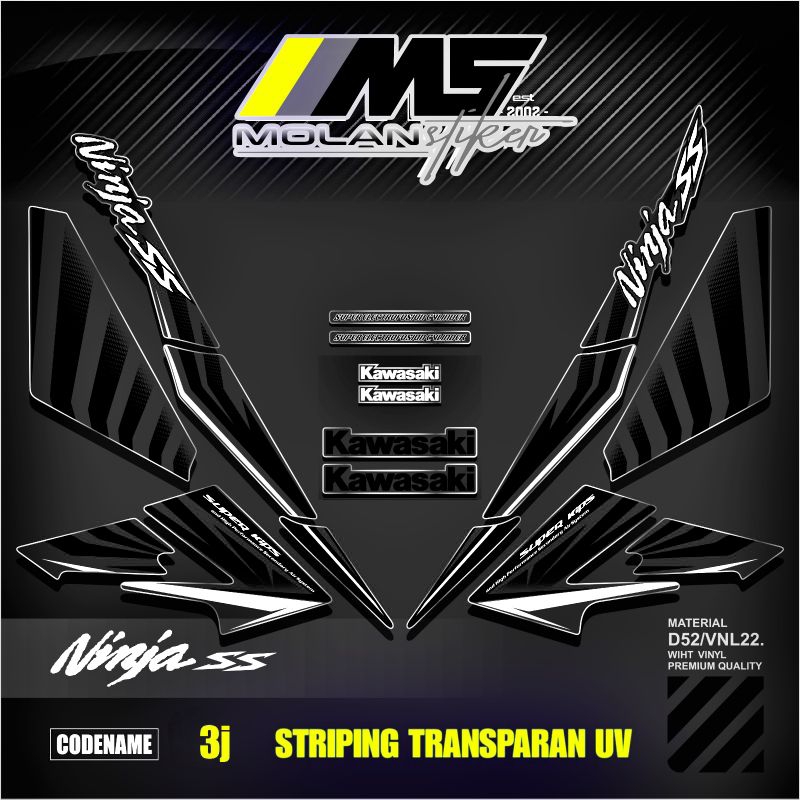 PUTIH HITAM Decal Sticker Striping Transparent Variation Uv Ninja Ss ...
