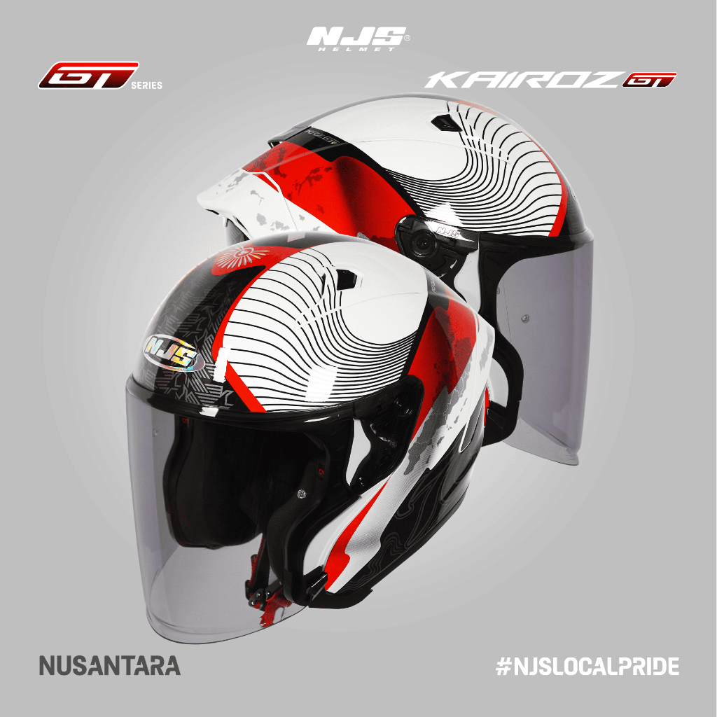NJS Kairoz GT Nusantara - Half Face Helmet (FREE SPOILER GT) - Half ...