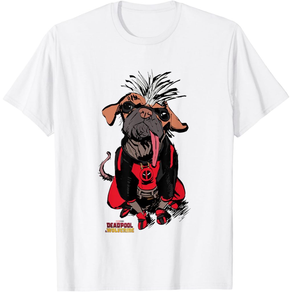 Marvel Deadpool & Wolverine Sketchy Dogpool Comic Portrait T-Shirt ...