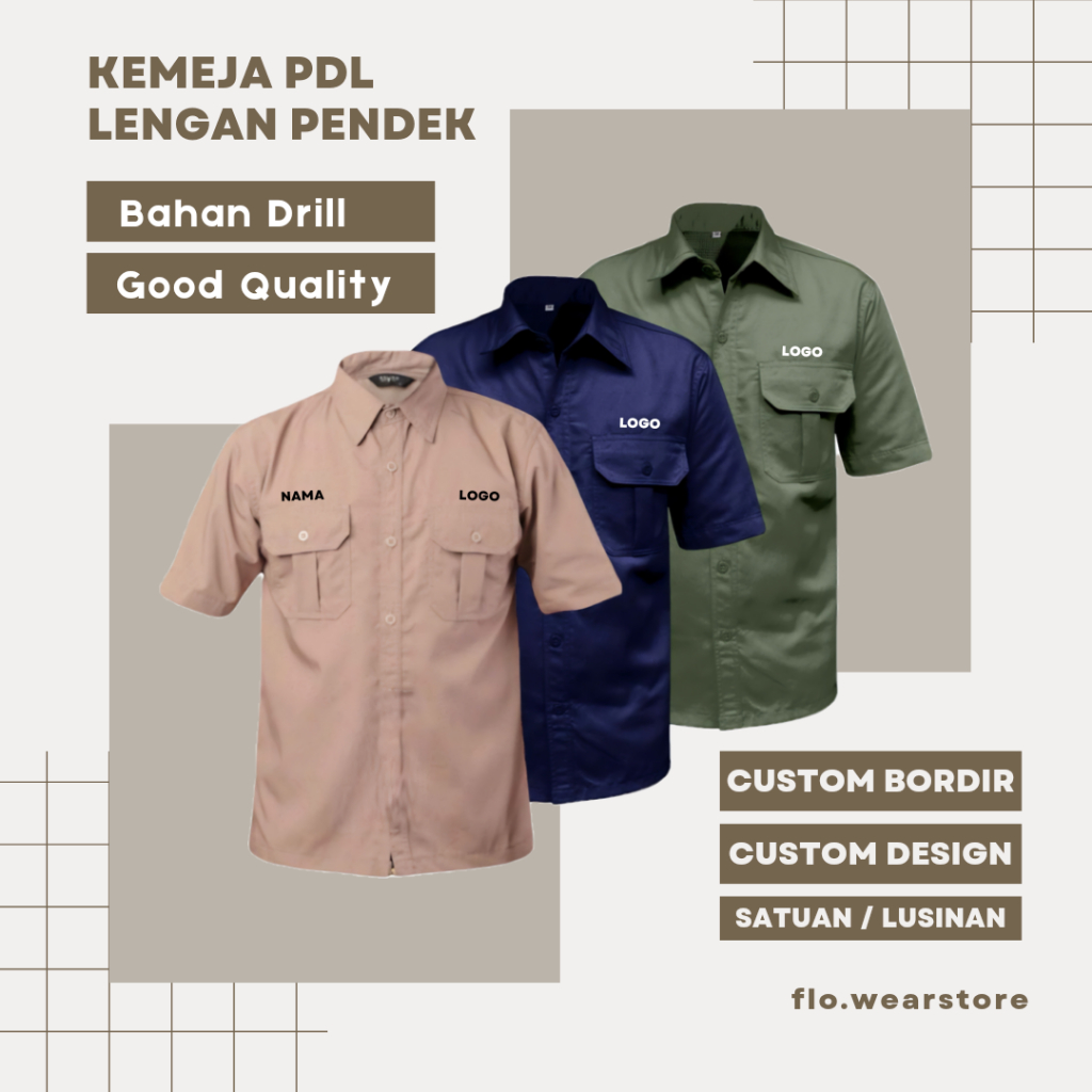 KEMEJA Pdl CUSTOM Embroidered Short Sleeve Shirt - PDH - Uniform - Can ...