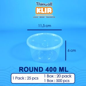 (ECER 1 pcs / 5 pcs) Thinwall KLIR Round 400 ml / Round / Flat Bowl ...
