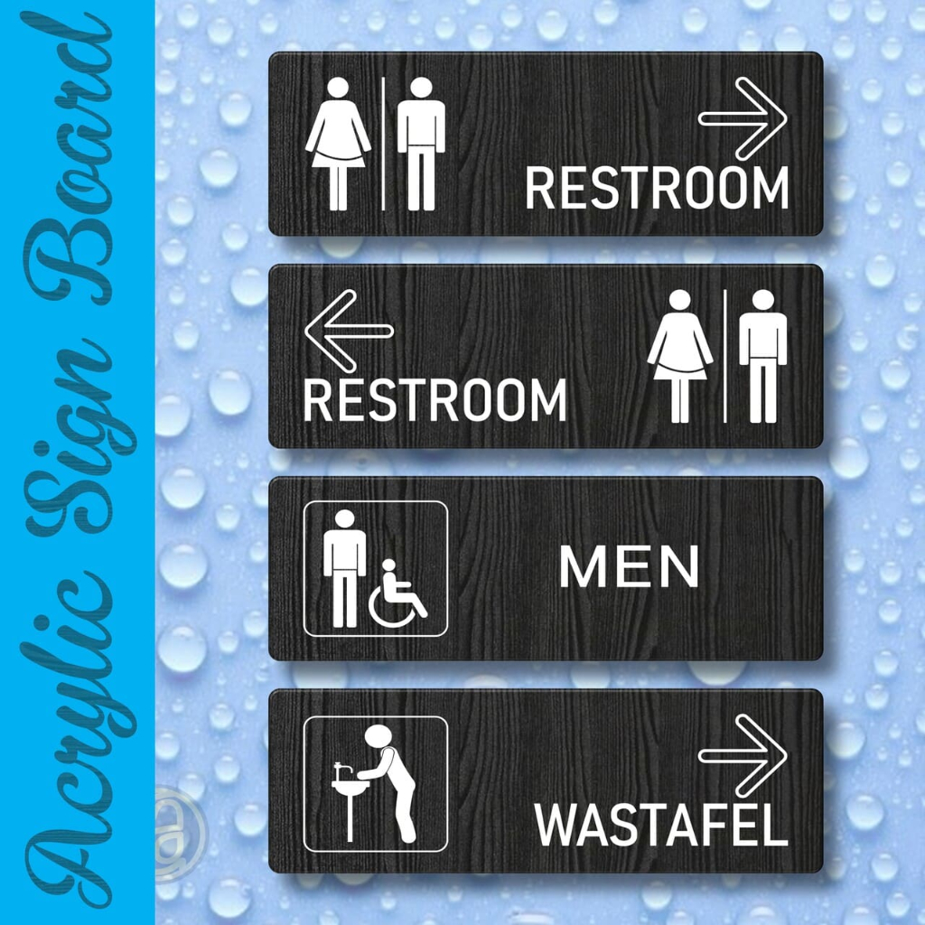 Acrylic Direction Sign Aesthetic Restroom Writing Acrylic Toilet Sign ...