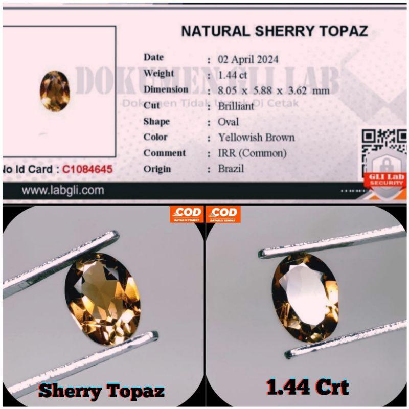 Natural SHERRY TOPAZ GEMS STONE (FREE MEMO) A008 | Shopee Malaysia