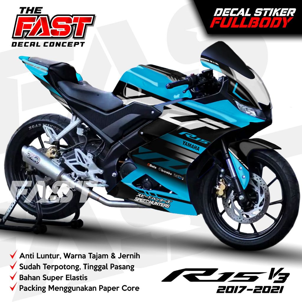 Yamaha R15 V3 YZF Decal Sticker Plain Simple Cool Fullbody Latest R15 ...